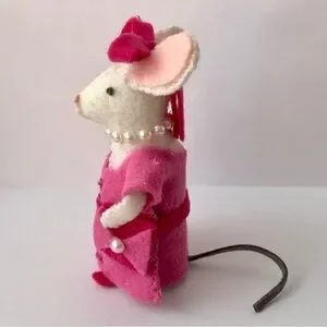 Hand Crafted | Party Supplies | Hot Pink Dress Felt Mouse Art Doll Cake ...